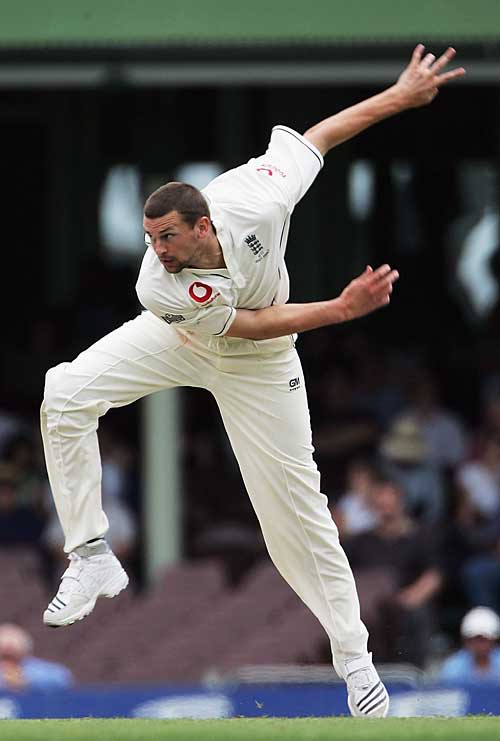 Steve Harmison charges in but managed just a single wicket ...