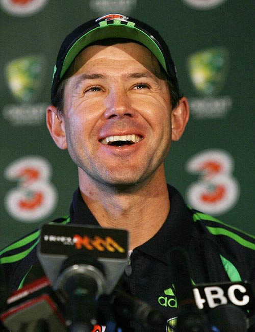 Ricky Ponting enjoys a lighter moment during a press conference ...