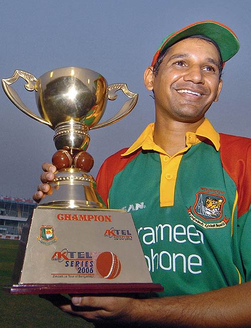 Habibul Bashar poses with the trophy after Bangladesh swept to a 5-0 ...