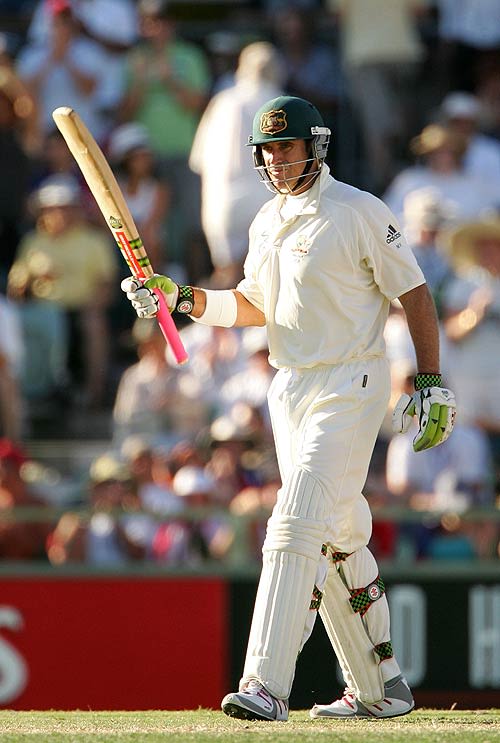 Matthew Hayden celebrates his first half-century of the series ...
