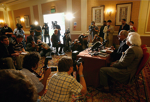 Shaharyar Khan, the chairman of the Pakistan board, speaks to reporters ...