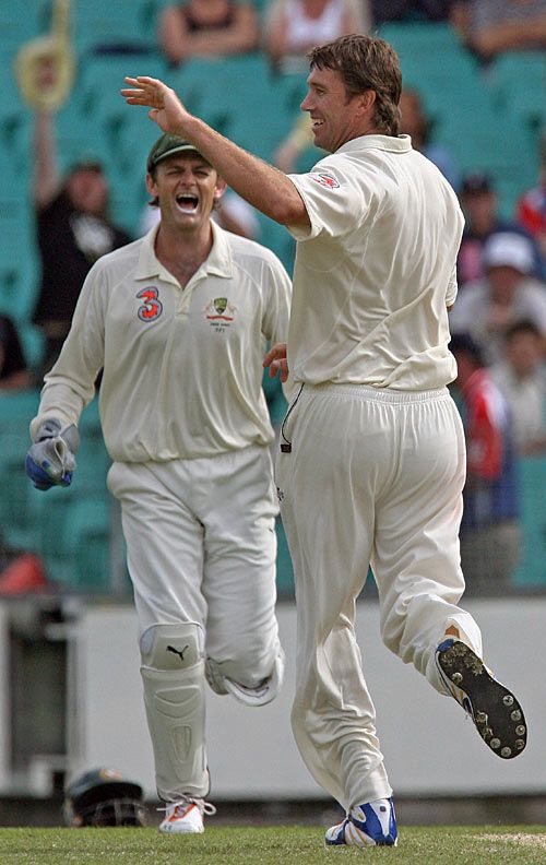 Glenn McGrath celebrates the wicket of Ian Bell | ESPNcricinfo.com