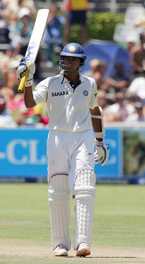 Wasim Jaffer acknowledges the cheers after his half-century ...