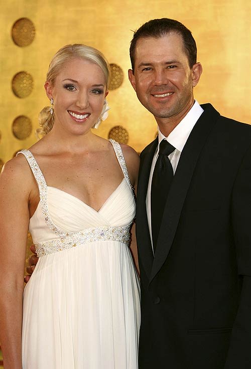 Ricky Ponting and wife Rianna arrive at the Allan Border Medal count in ...