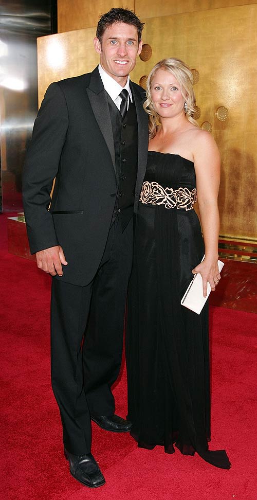 Michael Hussey and his wife Amy arrive at the Allan Border Medal ...