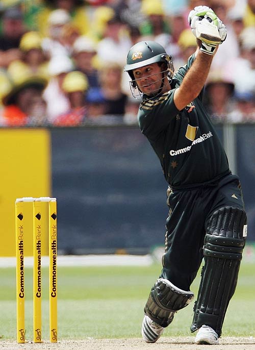 Ricky Ponting opens the face to drive through the off side ...
