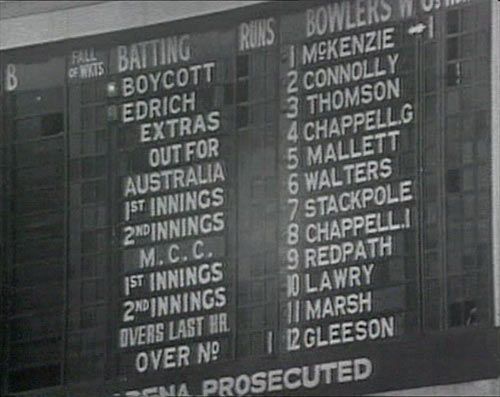 The scoreboard at the start of the first-ever one-day international ...