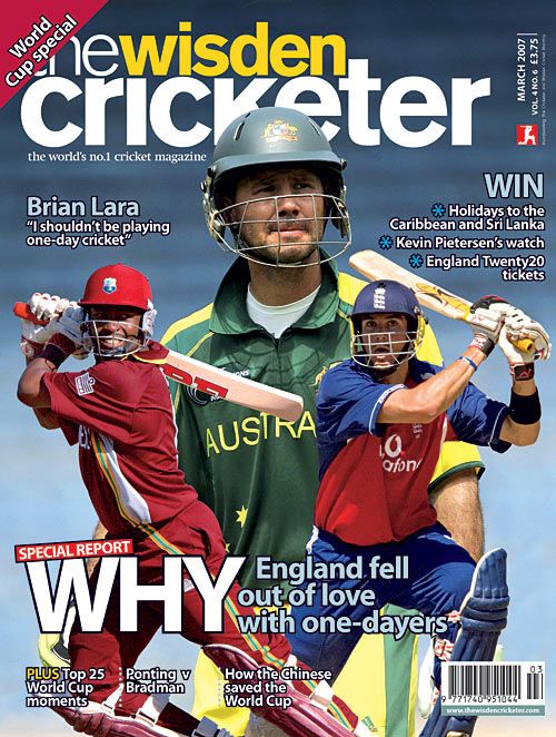 The front cover of the March 2007 issue of The Wisden Cricketer ...