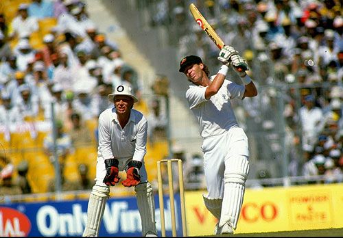 Dean Jones his out during his unbeaten 56 against New Zealand ...