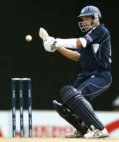 Colin Smith cuts on the way to his half-century against Australia ...