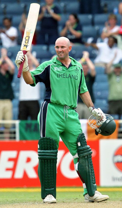 Jeremy Bray celebrates his hundred, Ireland's first in the World Cup ...