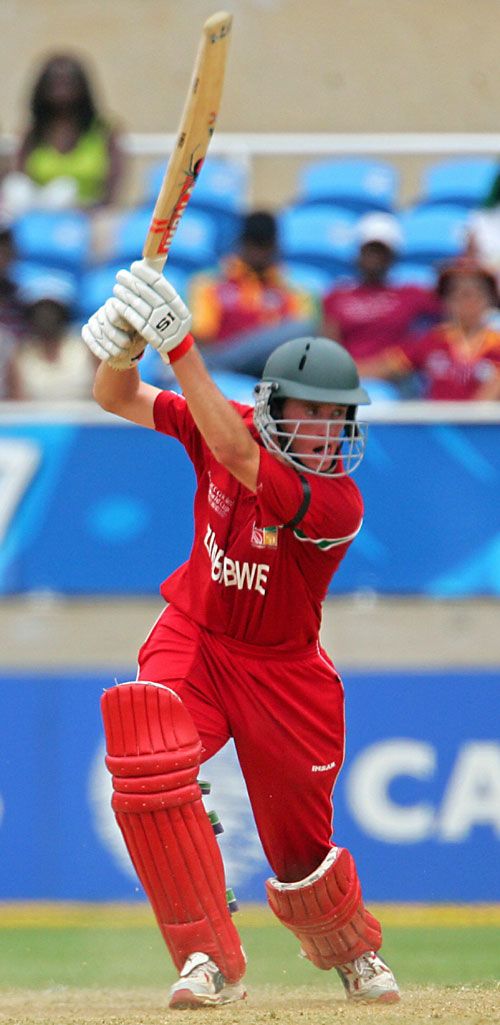 Sean Williams drives on his way to a one-day best of 70 not out ...