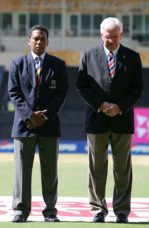 Chris Dehring and Malcolm Speed observe a minute's silence in memory of ...