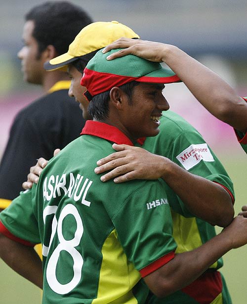 Mohammad Ashraful is congratulated after steering Bangladesh to the ...