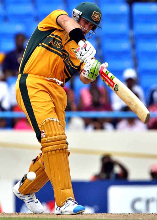 Matthew Hayden forces one through the leg side | ESPNcricinfo.com