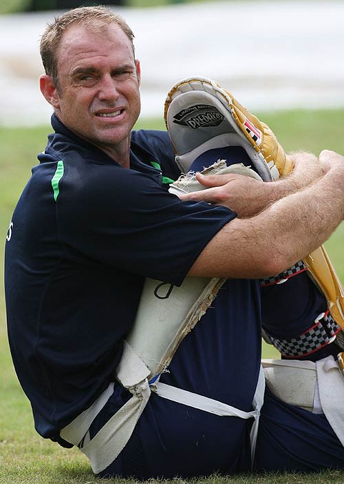 Matthew Hayden sits waiting for his turn in the nets | ESPNcricinfo.com