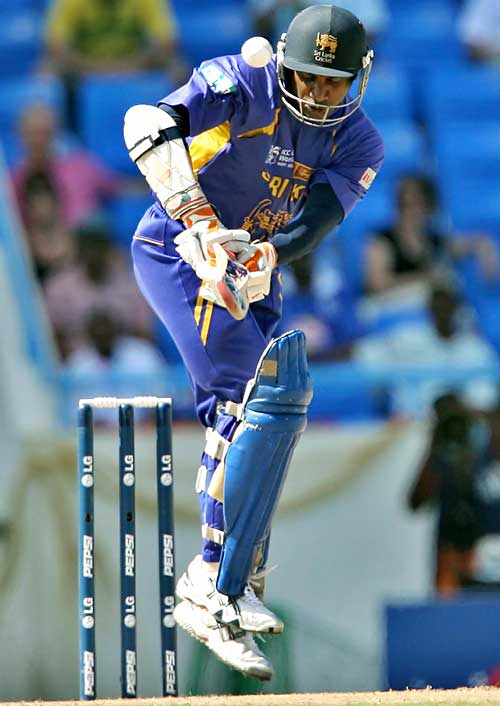 Sanath Jayasuriya jumps to play a rising ball | ESPNcricinfo.com