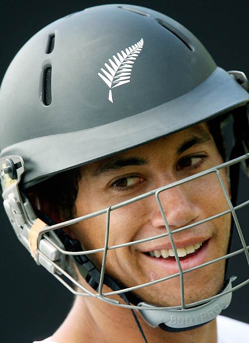 Ross Taylor takes a break during a nets session at the National Stadium ...