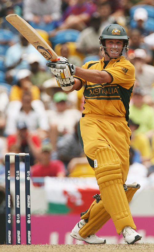 Mike Hussey pulls during Australia's nine-wicket demolition of Ireland ...