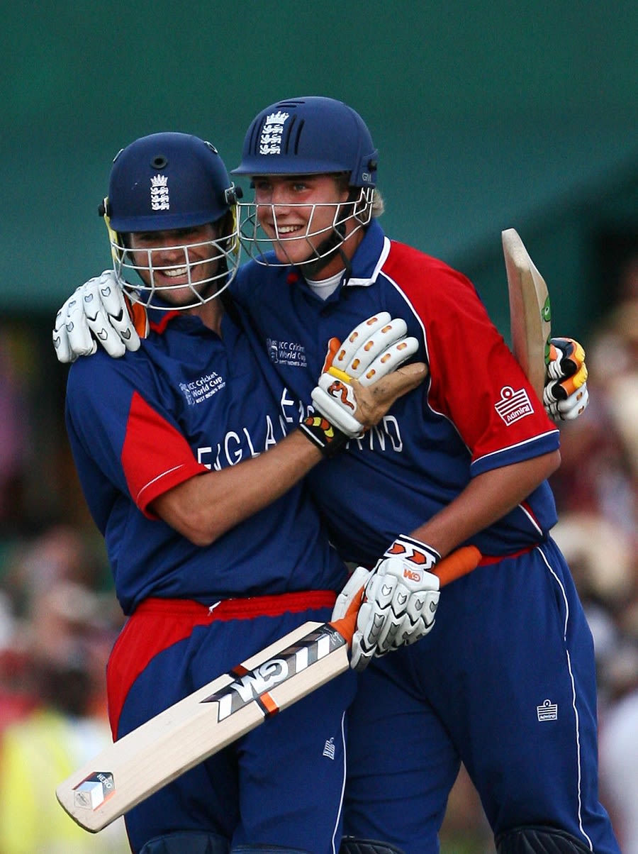 James Anderson and Stuart Broad celebrate after England sneak home by a ...
