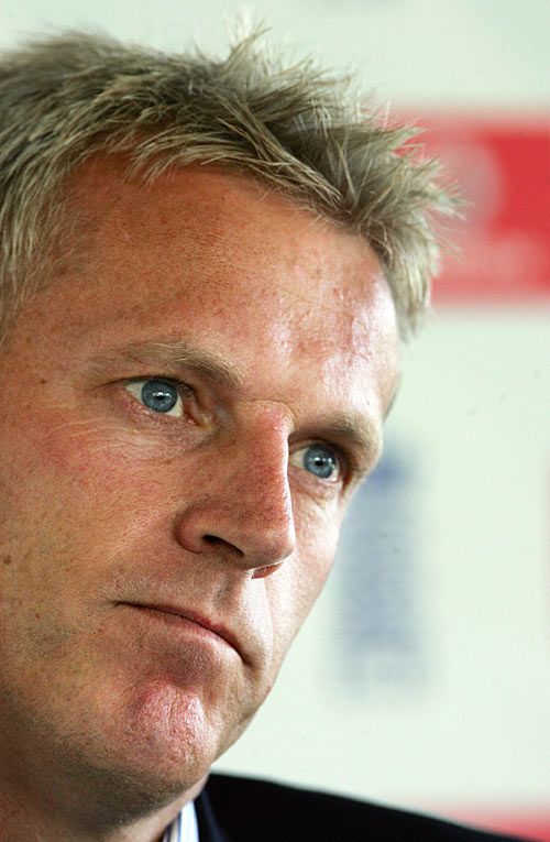 Peter Moores faces the media in a press conference at the ECB National ...
