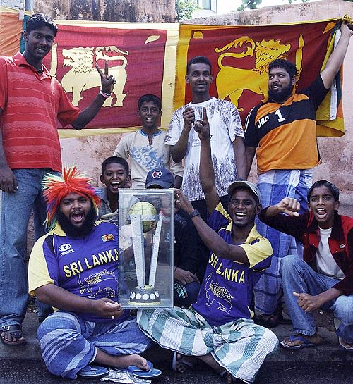 Sri Lankan fans in Colombo show their support just before the final ...