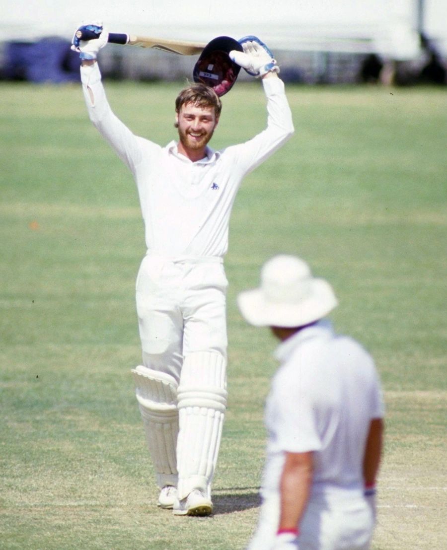 Graeme Fowler celebrates his double hundred | ESPNcricinfo.com