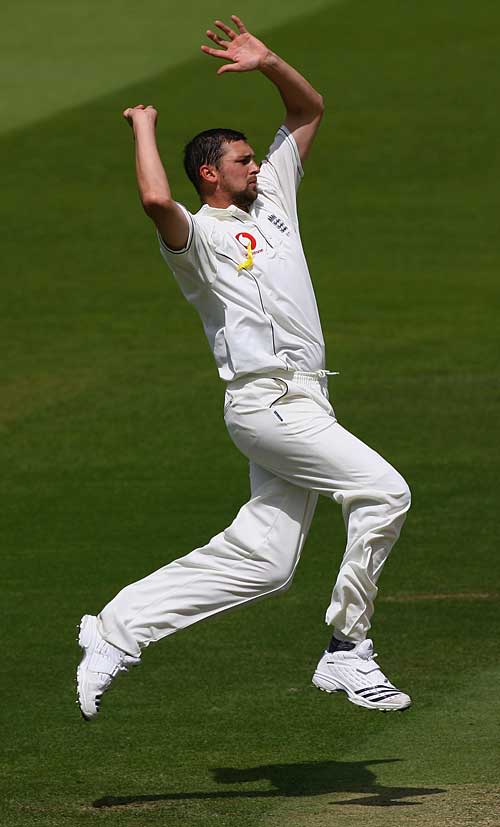 Steve Harmison bounds in during his first spell | ESPNcricinfo.com