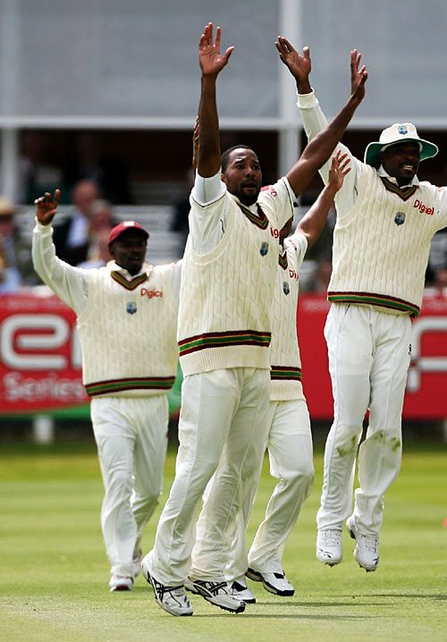 Corey Collymore and the West Indies' slips appeal for Owais Shah's ...