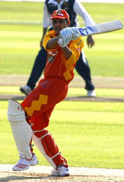 Mohammad Azharuddin in action during a celebrity match at Headingley ...