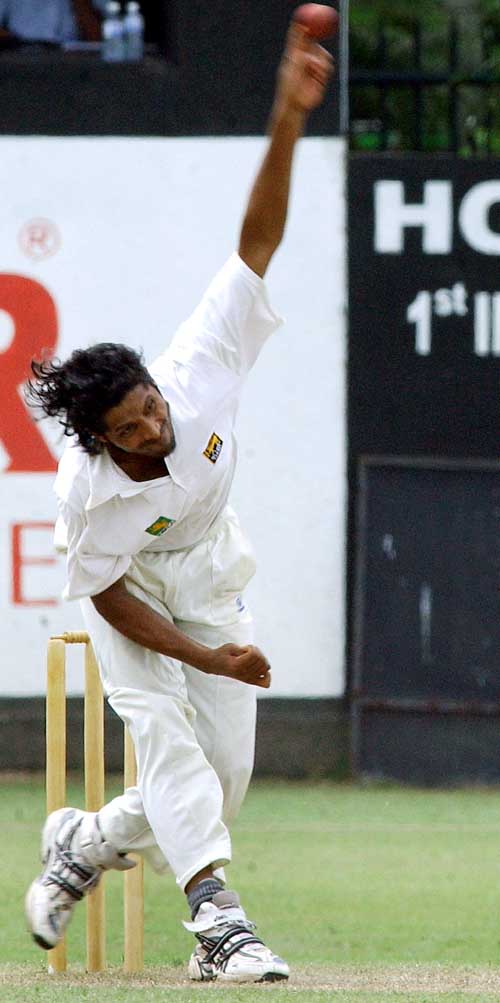 Chanaka Welagedara of Sri Lanka A in action during the warm-up match ...