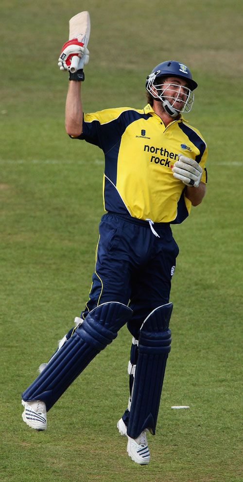 Man of the Match Liam Plunkett leaps for joy at hitting the winning ...