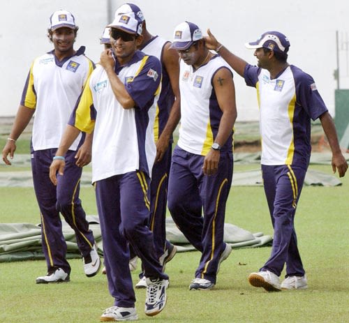 Sri Lankan cricketers come out for practice at the Sinhalese Sports ...