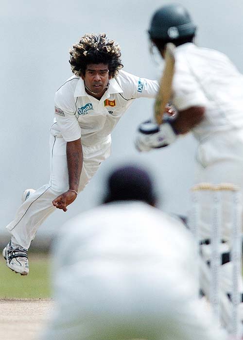 Lasith Malinga in full flow on the first morning of the Colombo Test ...