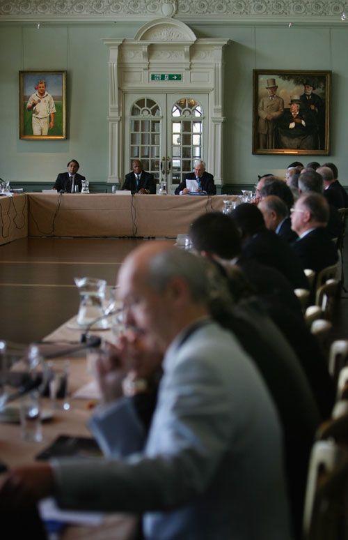 Delegates at the ICC annual conference in the Lord's long room ...