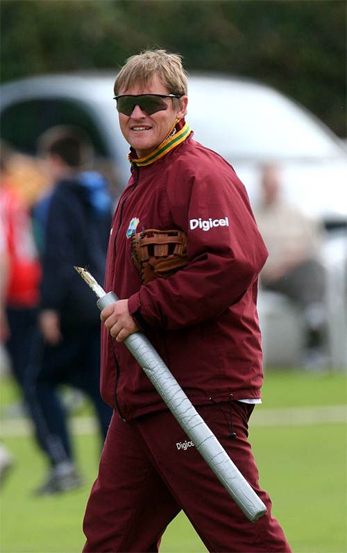 David Moore wraps up a training drill before West Indies' quadrangular ...