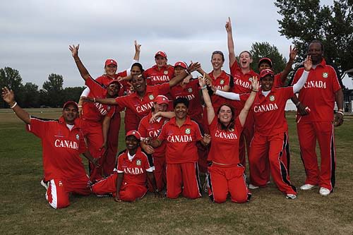 An excited Team Canada celebrates their Championship | ESPNcricinfo.com
