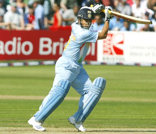 Sachin Tendulkar gets forward and glides it towards point ...