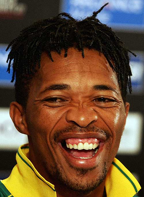 Makhaya Ntini is all smiles at a press conference | ESPNcricinfo.com