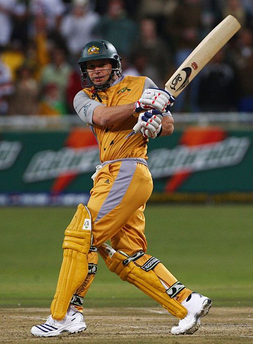 Brad Hodge on his way to Australia's top score - 35 not out ...