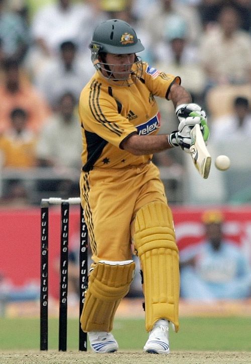 Ricky Ponting plays a shot during his return from a hamstring strain ...