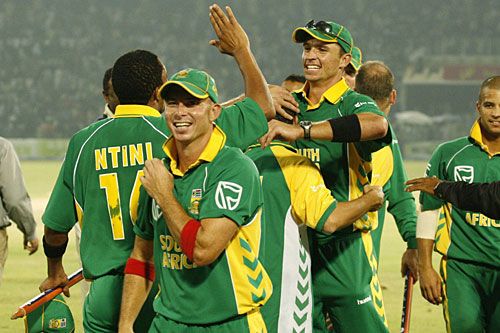 A jubilant South African team walks off the field | ESPNcricinfo.com