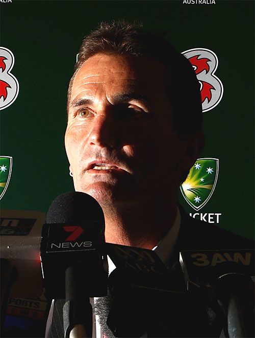 Andrew Hilditch, the chairman of selectors, announces Australia's 13 ...