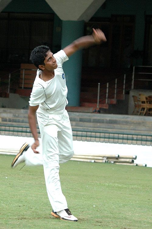 KP Appanna bowls during practice | ESPNcricinfo.com