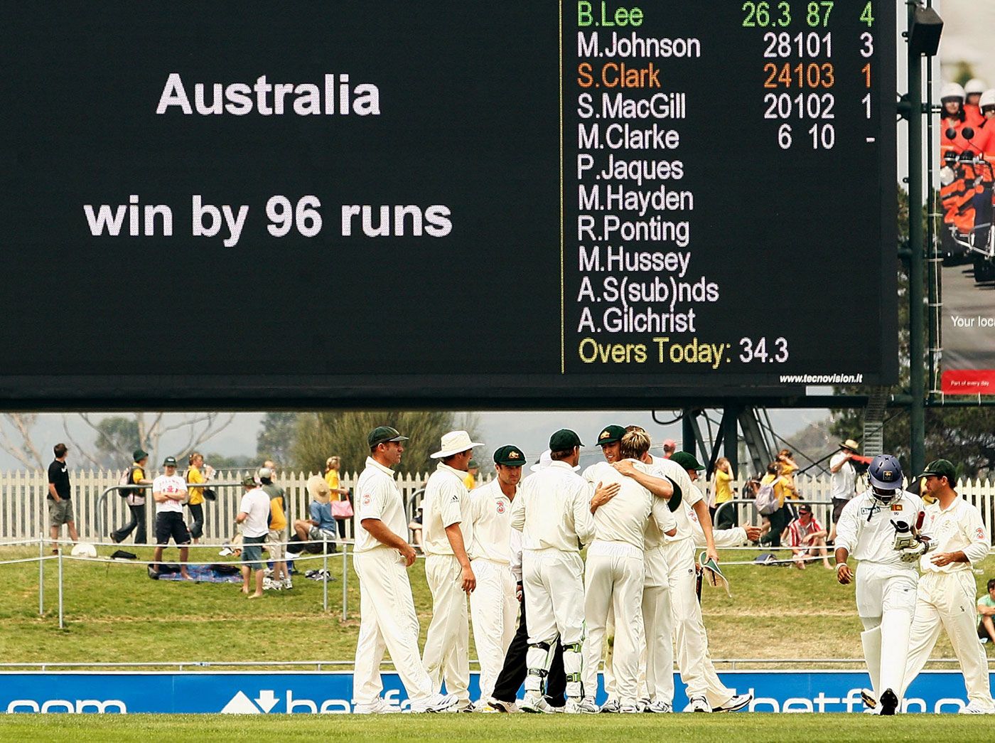 Australia celebrate their 96-run win at Bellerive Oval | ESPNcricinfo.com