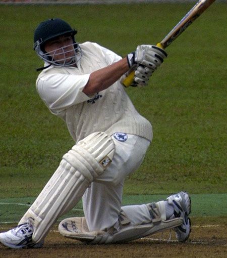 Roy Lamsam batting for Hong Kong against Singapore in the Tuanku Ja ...