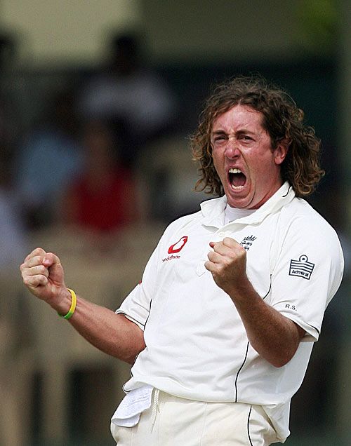 Ryan Sidebottom roars his delight in finally removing Michael Vandort ...