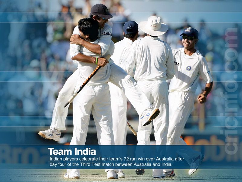 Team India after their historic Test win | ESPNcricinfo.com