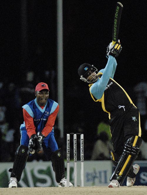 Cletus Mathurin powers the ball down the ground during his 47-ball 39 ...