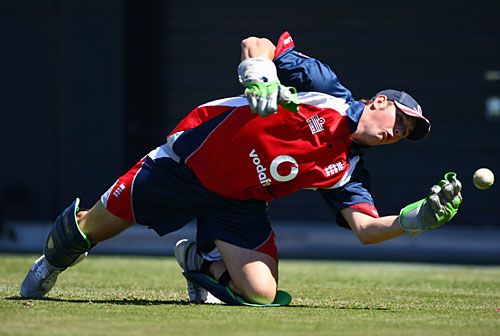 Phil Mustard dives to take a catch during practice | ESPNcricinfo.com